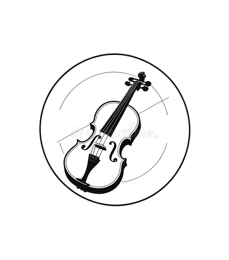 Minimalist Violin Logo in Circle on White Background Stock Illustration ...