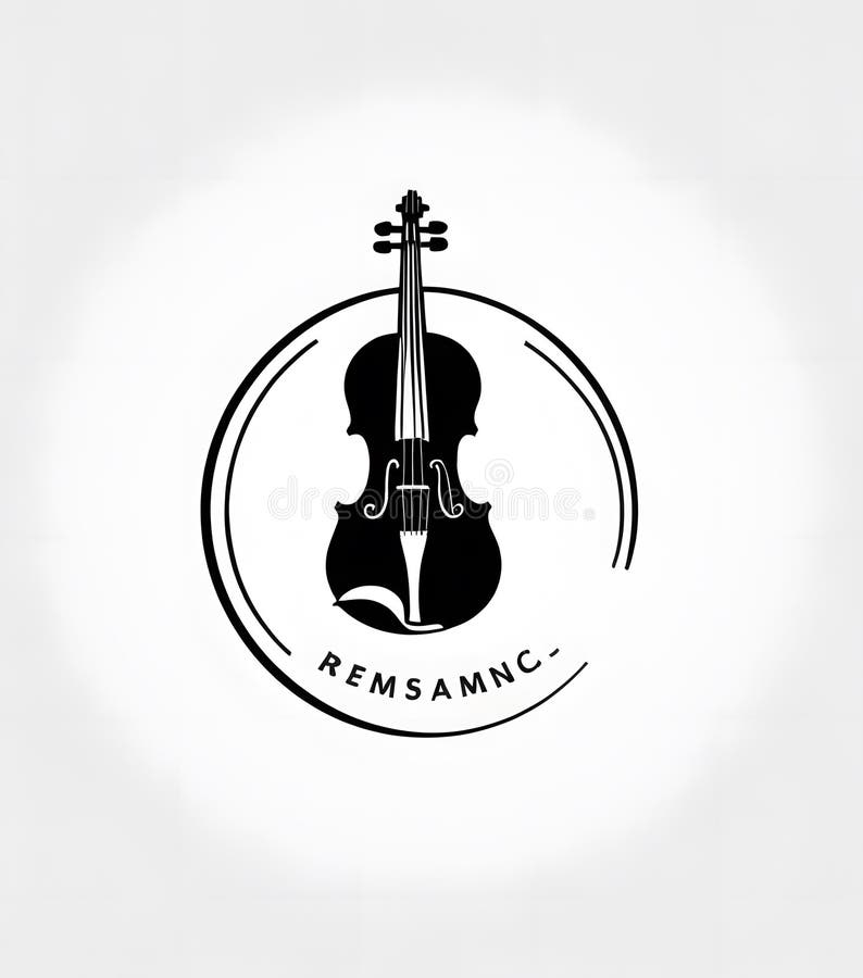 Minimalist Violin Logo in Circle on White Background Stock Illustration ...