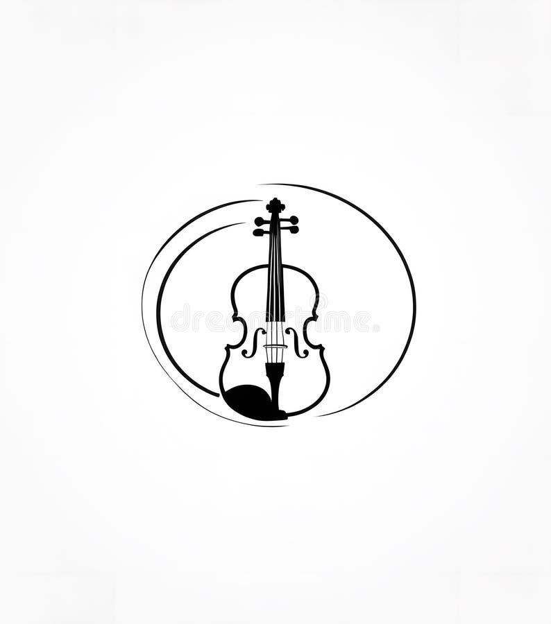 Minimalist Violin Logo in Circle on White Background Stock Illustration ...