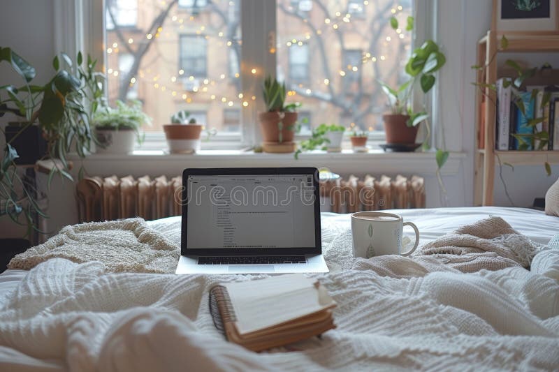 Minimalist Virtual Learning Setup in a Small Bedroom, Featuring a ...