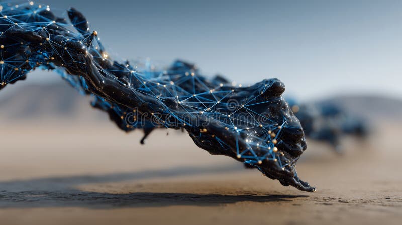 Minimalist Visualization of Oil Flowing with an Artistic Touch of Blue ...