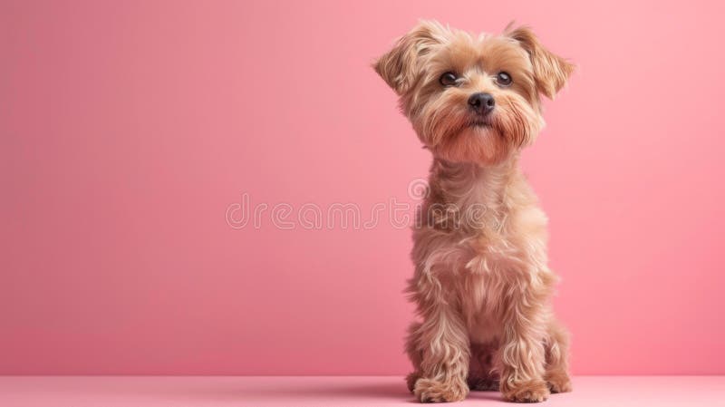 Minimalist Vivid Advertisment Background with Cute Dog and Copy Space ...