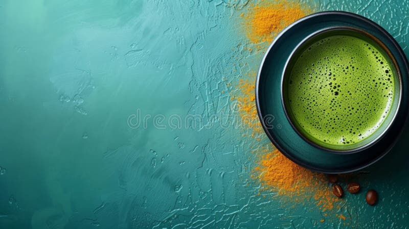 Minimalist Vivid Advertisment Background with Matcha Coffee and Copy ...