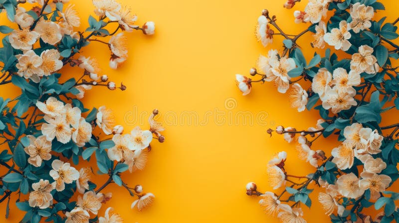 Minimalist Vivid Advertisment Background with Spring Bouquet and Copy ...