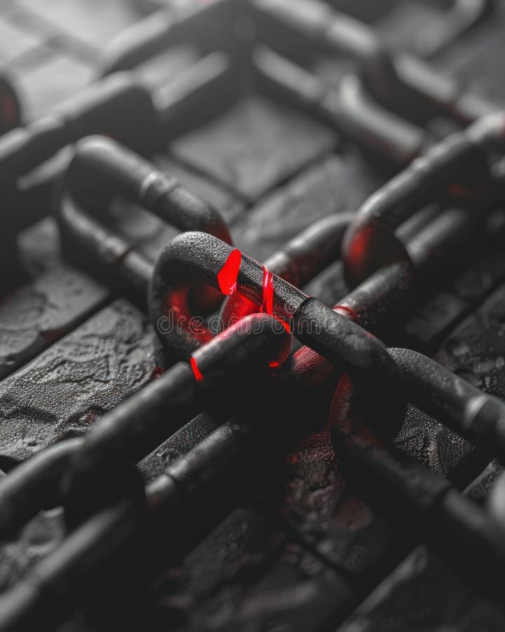 Minimalist Vulnerability Symbol: Interconnected Chain with Red Broken ...