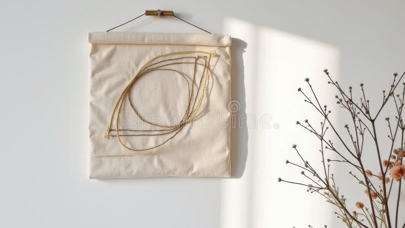Minimalist Wall Art with Abstract Rope Design and Dried Flowers Stock ...