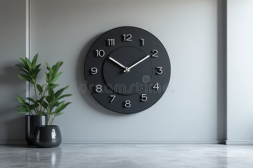 Minimalist Wall Clock with Floating Numerals Stock Illustration - Illustration of minimalist ...