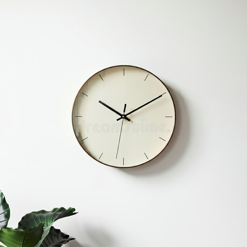 A Minimalist Wall Clock with a Simple Design on a Light Background. it ...