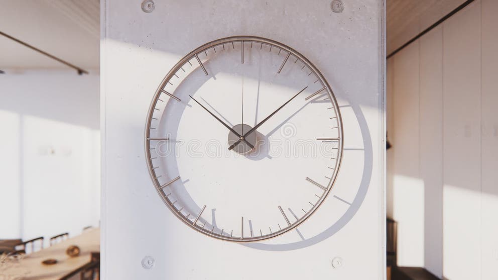 Minimalist Wall Clock with Sleek Design and Subtle Shadows in a Bright ...