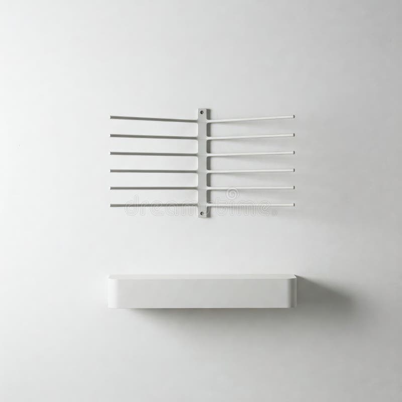 Minimalist Wall-mounted Coat Rack, Front-facing Stock Illustration ...
