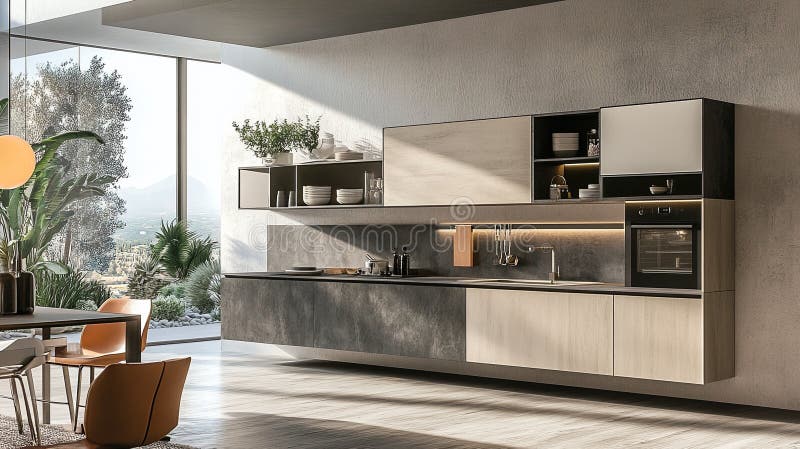 A Minimalist Wall-mounted Storage Unit Styled in a Light-filled Stock ...