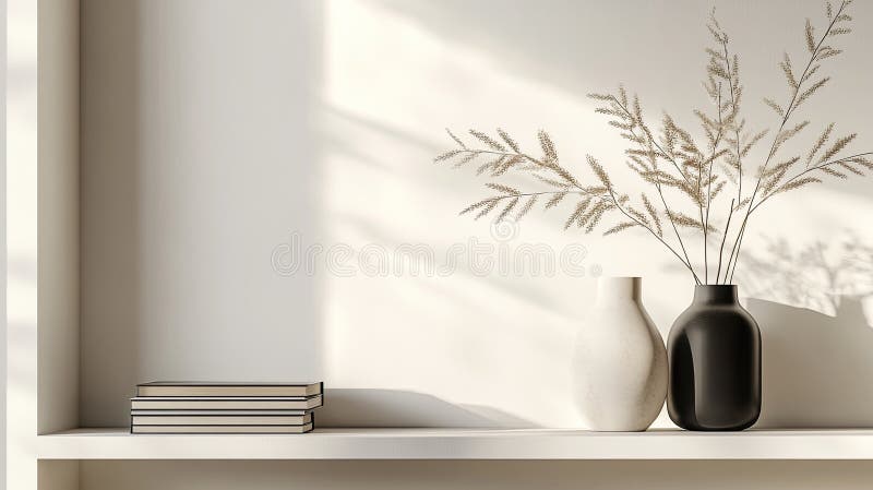 A Minimalist Wall Shelf Styled with a Single Vase and a Stack of Books ...