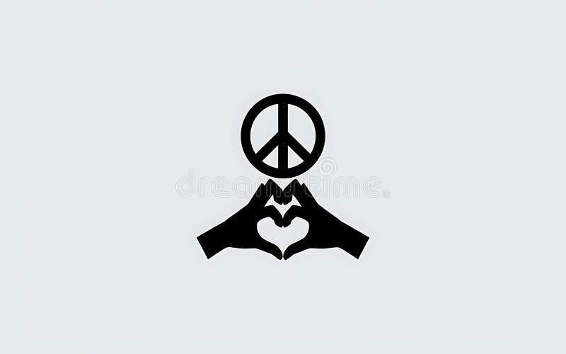 Minimalist Wallpaper with Peace Symbols and Hands Forming a Heart Stock ...
