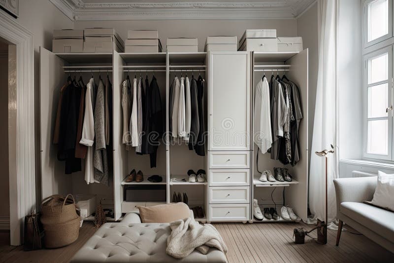 Minimalist Wardrobe Filled with Timeless and Classic Pieces Stock ...