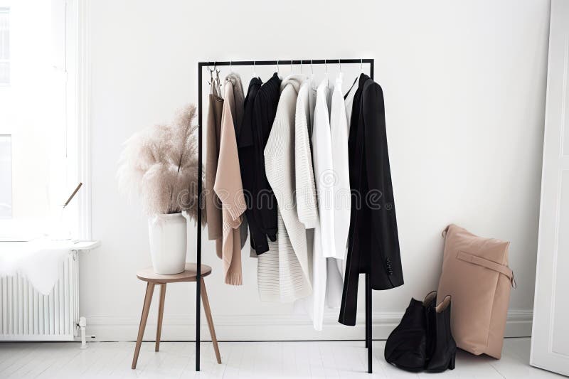 Minimalist Wardrobe with Mix of Simple and Statement Pieces Stock Image ...
