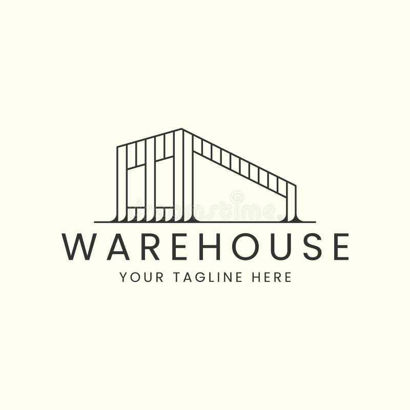Minimalist Warehouse with Linear Style Logo Vector Illustration Design ...
