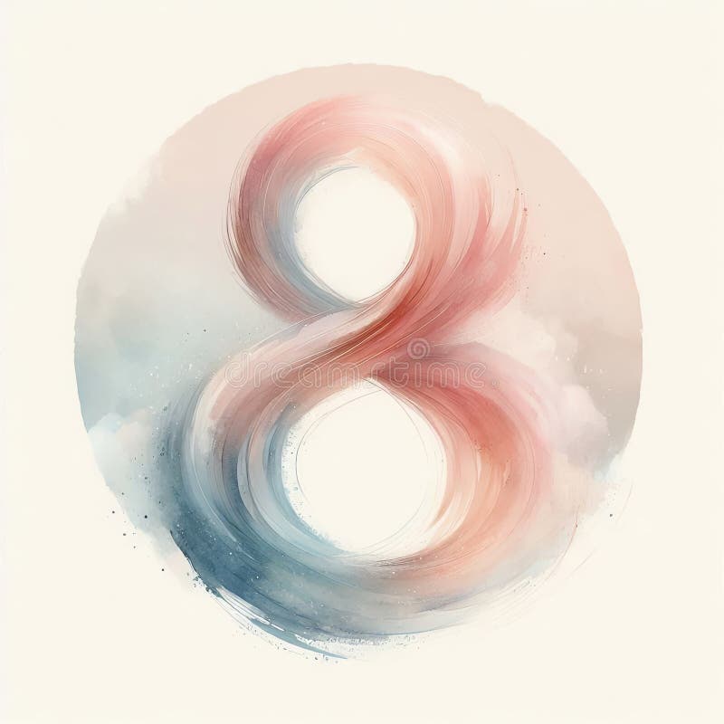 Minimalist Watercolor Eight Stock Illustration - Illustration of fluid ...