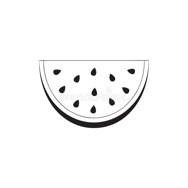 Minimalist Watermelon Slice Silhouette with Seeds Stock Vector ...