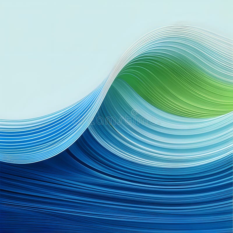 Minimalist Wave in Green and Blue - Generated by Ai Stock Illustration ...