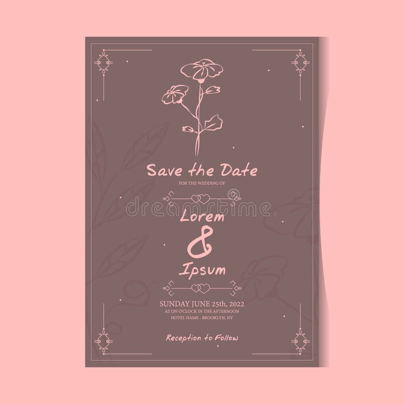 Minimalist Wedding Invitation Card Template Design Stock Vector ...