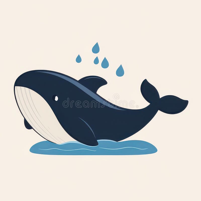 A Minimalist Whale Design, Featuring a Spout of Water in a Clean D ...