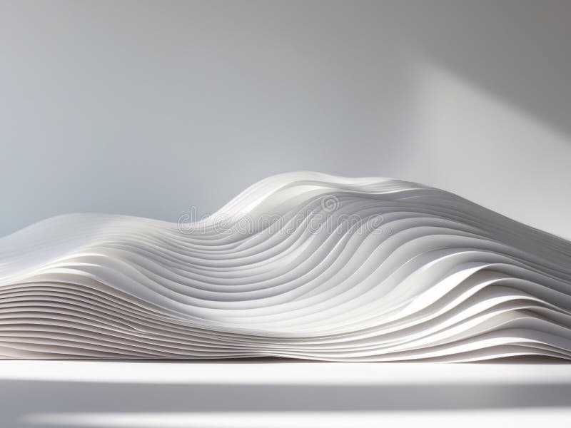 Minimalist White Abstract Wave Structure, Modern Design with Light and ...