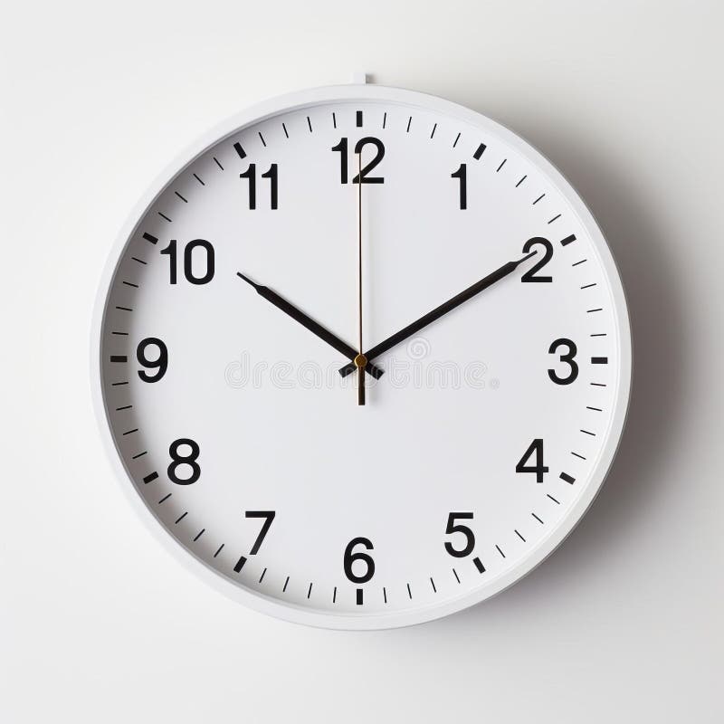Minimalist White Analog Clock on a Plain Background Stock Illustration ...