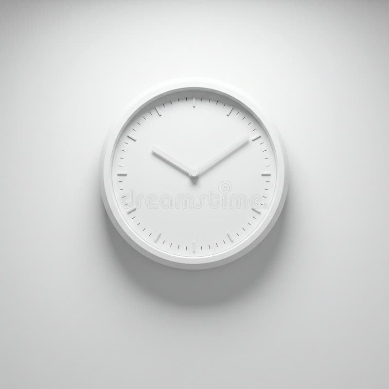 A Minimalist White Analog Wall Clock with a Circular Frame and Simple ...