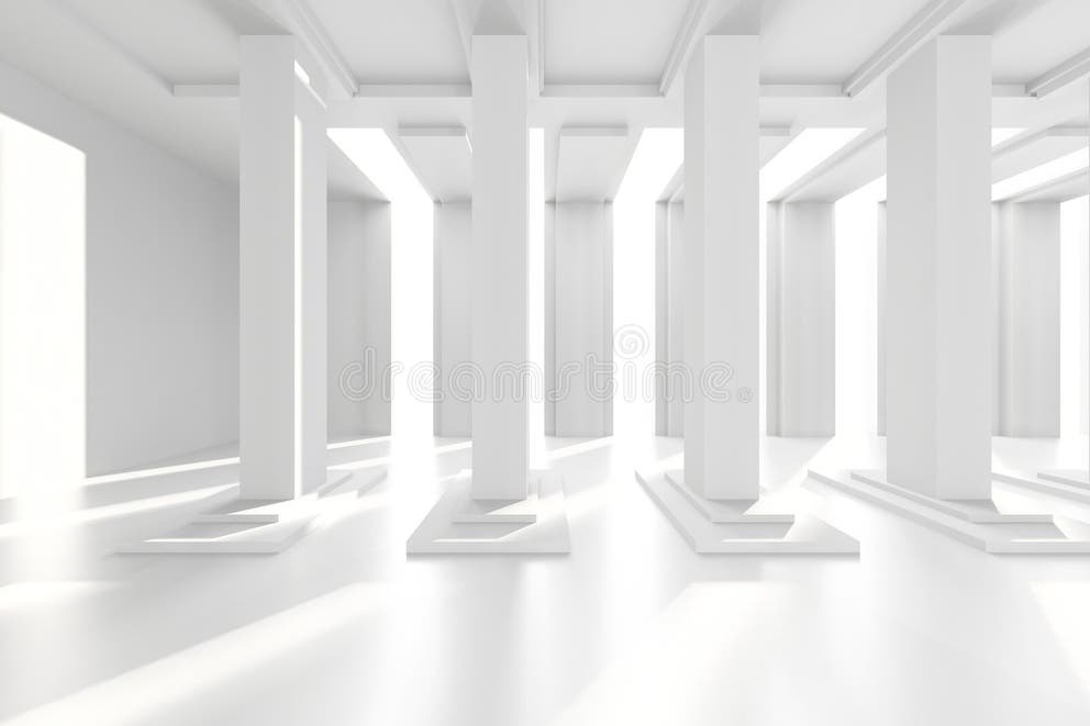 Minimalist White Architectural Columns in Modern Hallway Design for ...