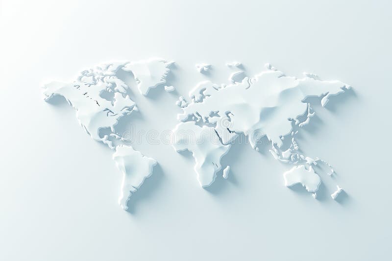A Minimalist White Backdrop Showcases a Stylized Outline of a World Map ...