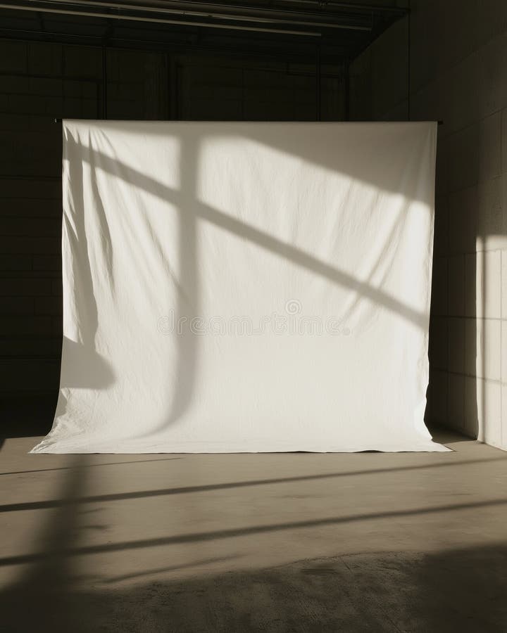 Minimalist White Backdrop in Sunlit Warehouse with Dramatic Shadows ...