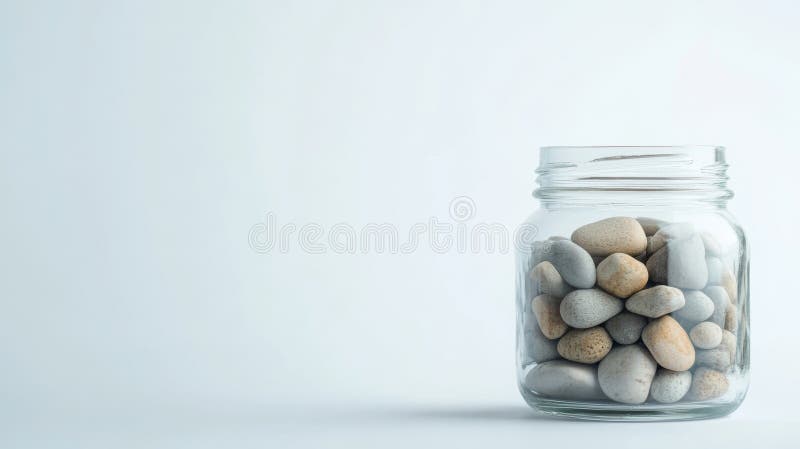 Minimalist White Background Featuring Smooth Pebbles Carefully Arranged ...
