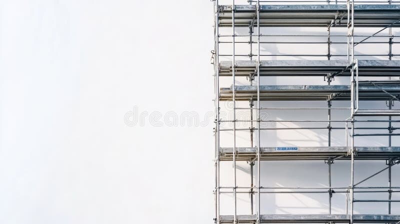 Minimalist White Background with Scaffolding a TopDown View for ...