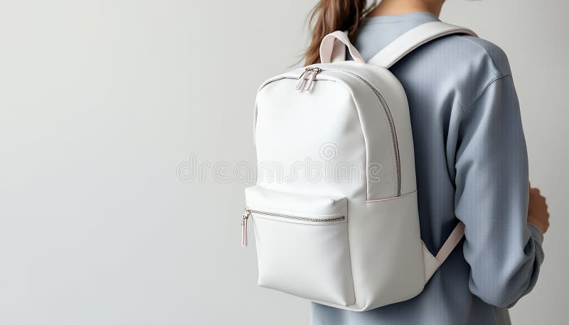 Minimalist White Backpack stock illustration. Illustration of modern ...