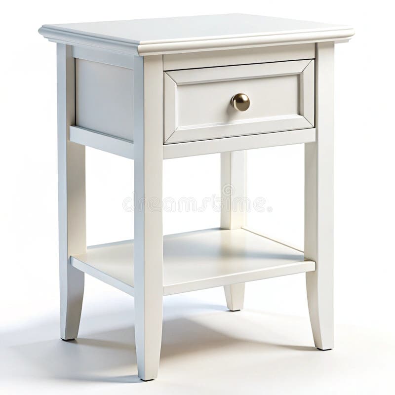 Minimalist White Bedside Table with Storage Drawer and Open Shelf for a ...