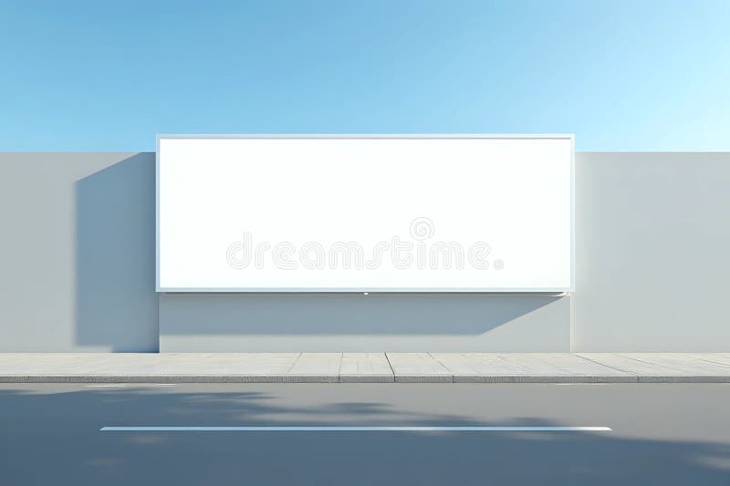 A Minimalist White Billboard on a Clean, Modern Street with a Clear ...