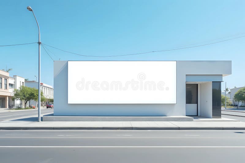 A Minimalist White Billboard on a Clean, Modern Street with a Clear ...