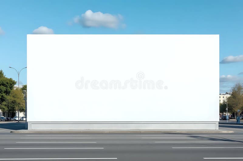 A Minimalist White Billboard on a Clean, Modern Street with a Clear ...