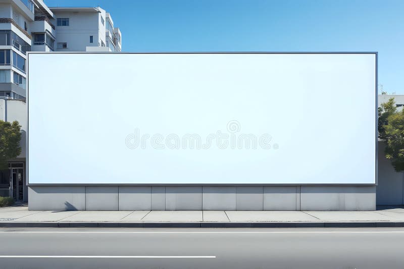 A Minimalist White Billboard on a Clean, Modern Street with a Clear ...