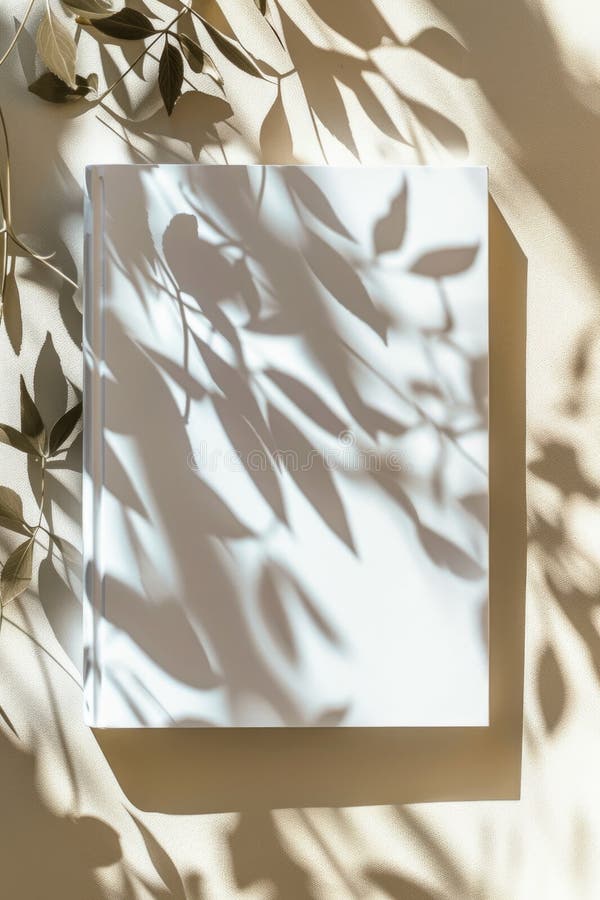 Minimalist White Book Cover with Elegant Shadow Play Stock Photo ...