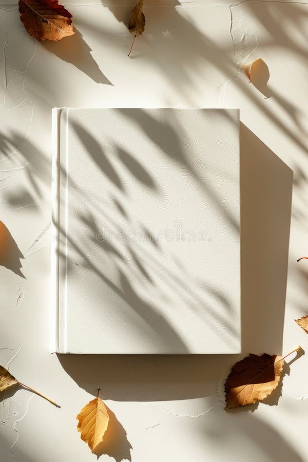 Minimalist White Book Cover with Elegant Shadow Play Stock Photo ...
