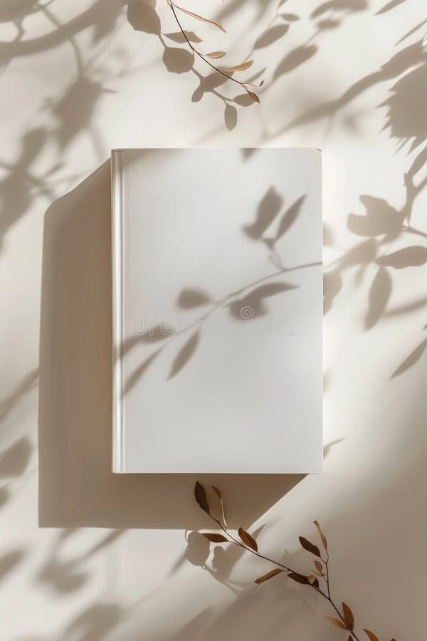 Minimalist White Book Cover with Elegant Shadow Play Stock Illustration ...