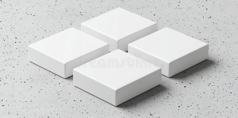 Minimalist White Boxes are Arranged on a Gray Surface with Texture in a ...