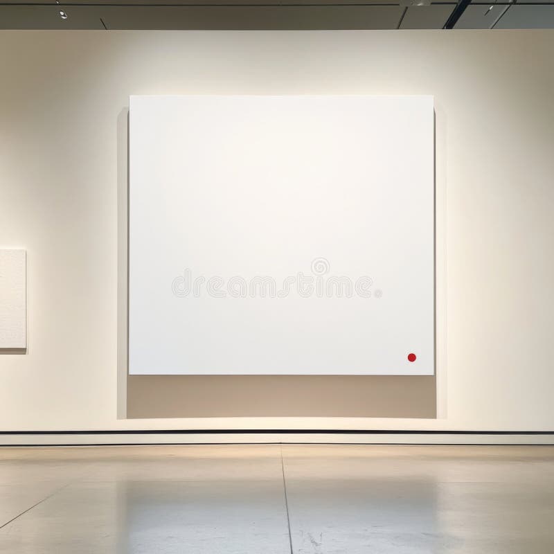 Minimalist White Canvas Red Dot Modern Art Gallery Setting Stock Photos ...