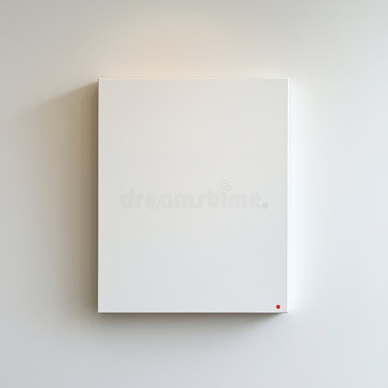 Minimalist White Canvas on Wall with Single Red Dot in Corner Stock ...