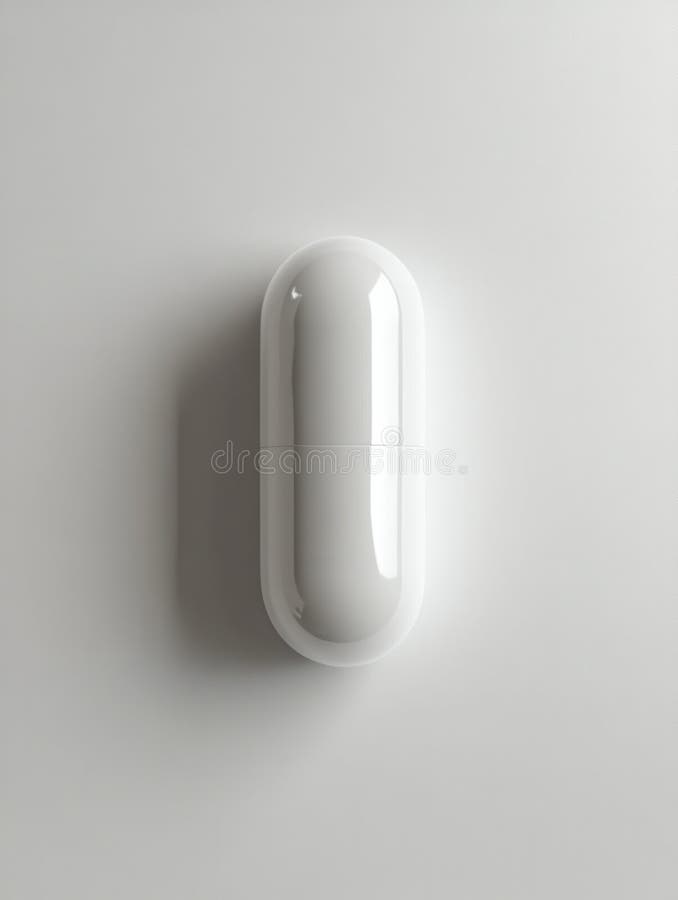 Minimalist White Capsule Resting on a Clean White Background Showcasing ...