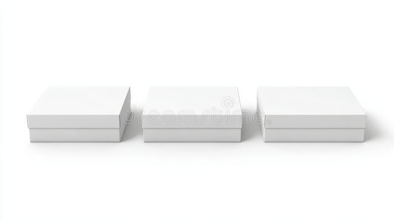 Minimalist White Cardboard Boxes Aligned on a Clean White Surface in a ...