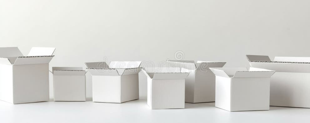 Minimalist White Cardboard Boxes Composition, Packaging Design, Product ...
