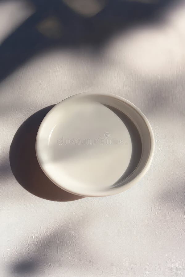 Minimalist White Ceramic Plate on a Light Background with Soft Shadows ...
