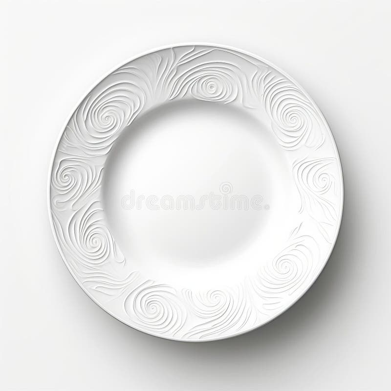 Minimalist White Ceramic Plate with Textured Pattern Design Stock ...